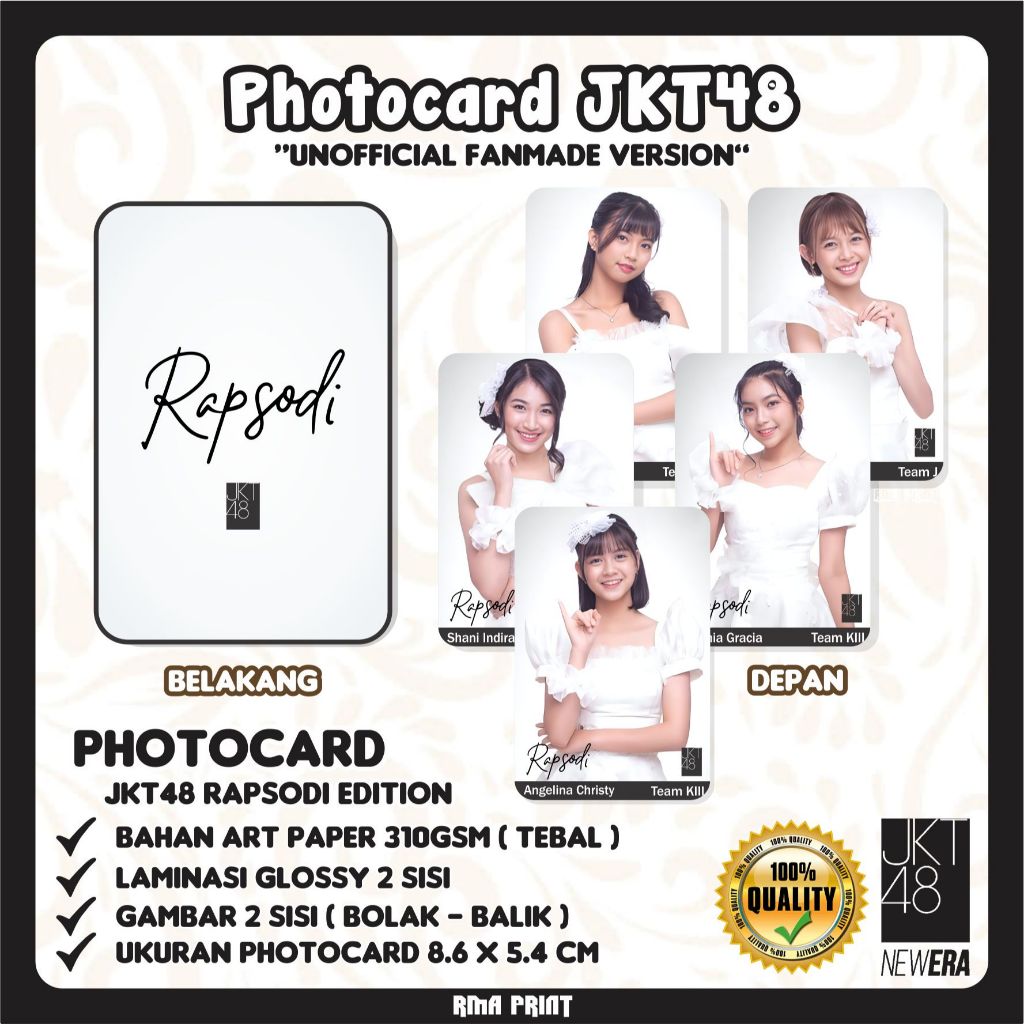 Jual PHOTOCARD JKT48 Unofficial Fanmade Rapsodi | Shopee Indonesia