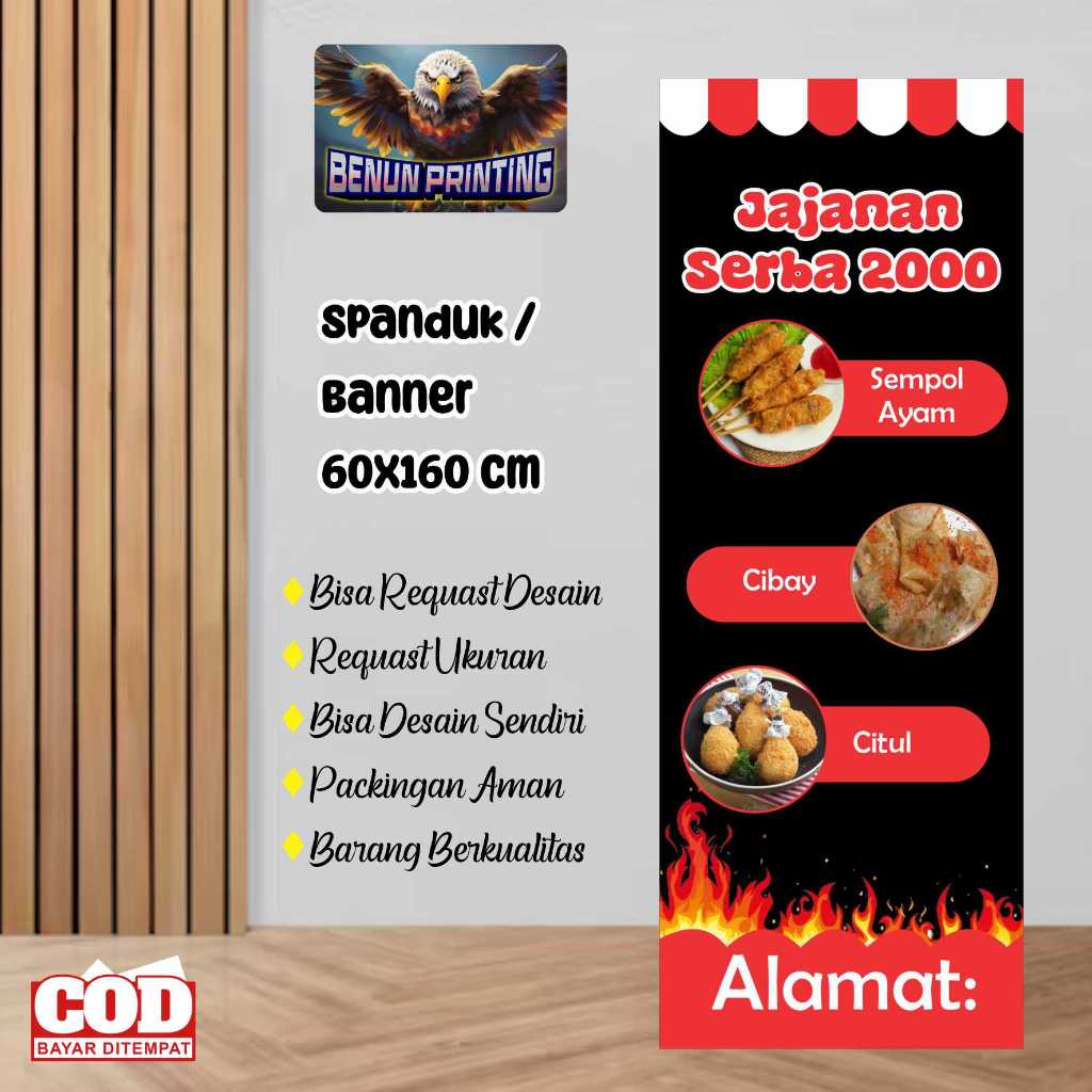 Jual SPANDUK BANNER JAJANAN SERBA 2000 60X160 CM BISA REQUEST DESAIN ...
