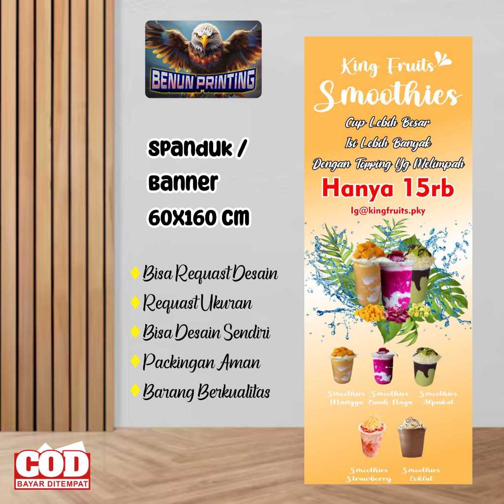 Jual SPANDUK BANNER KING FRUITS SMOOTHIES 60X160 CM BISA REQUEST DESAIN ...