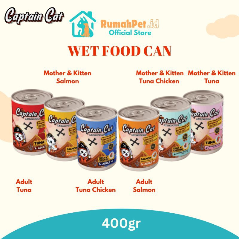Jual Captain Cat Wet Food Can 400gr Captain Cat Makanan Basah Kaleng ...
