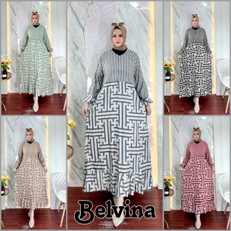Jual NEW Daster Belvina Dress Rayon Rempel Busui Lengan Panjang ...
