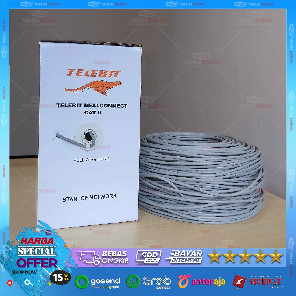 Jual LAN Network Kabel Telebit CAT6 / 1 Gbps Harga Meteran Telebit ...