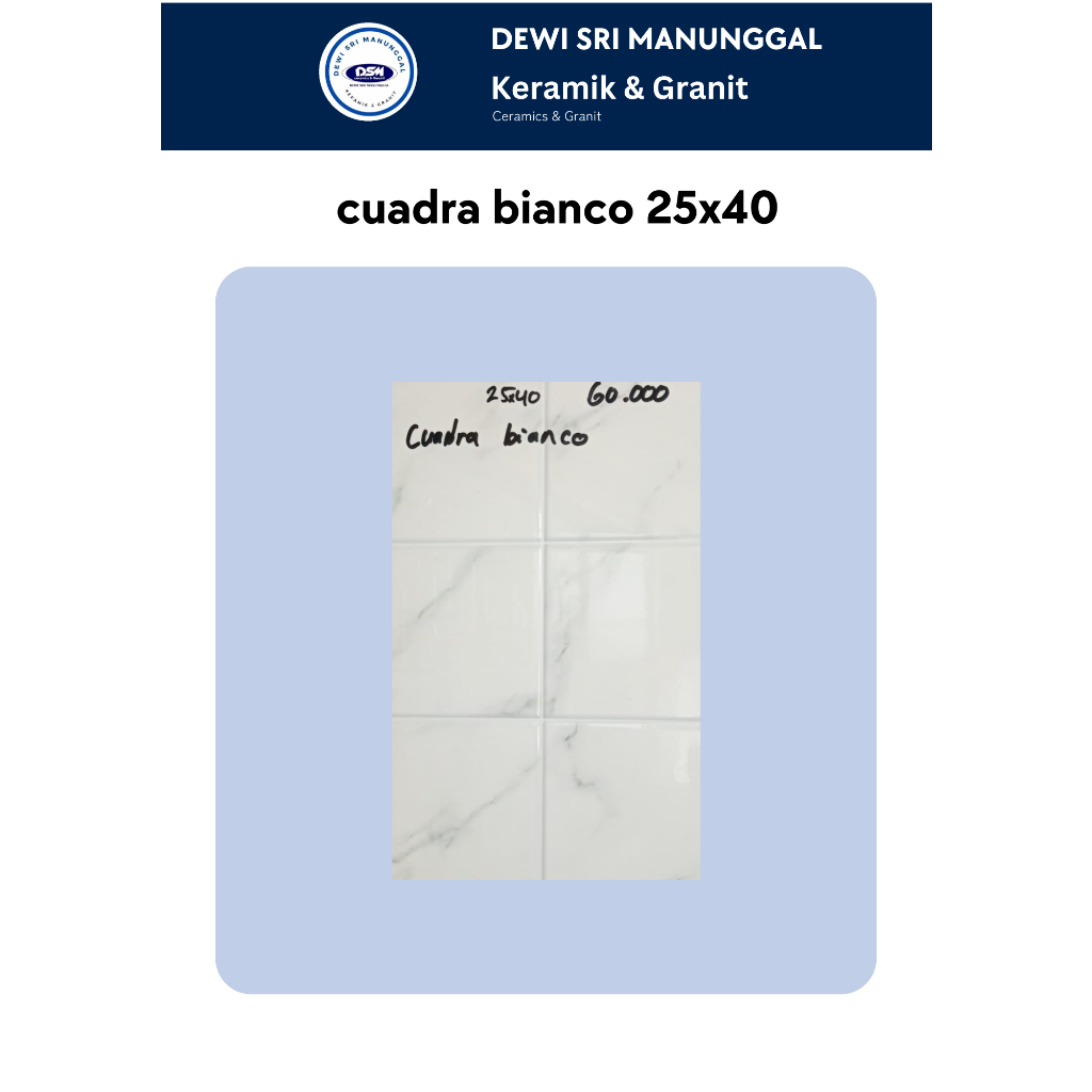 Jual Keramik Dinding 25x40 CUADRA BIANCO | Shopee Indonesia
