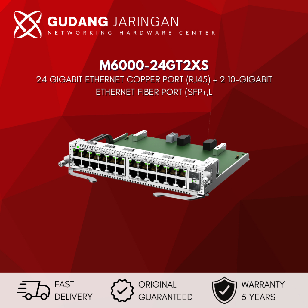 Jual Ruijie Switch Card M6000-24GT2XS, 24 Gigabit Ethernet copper port ...