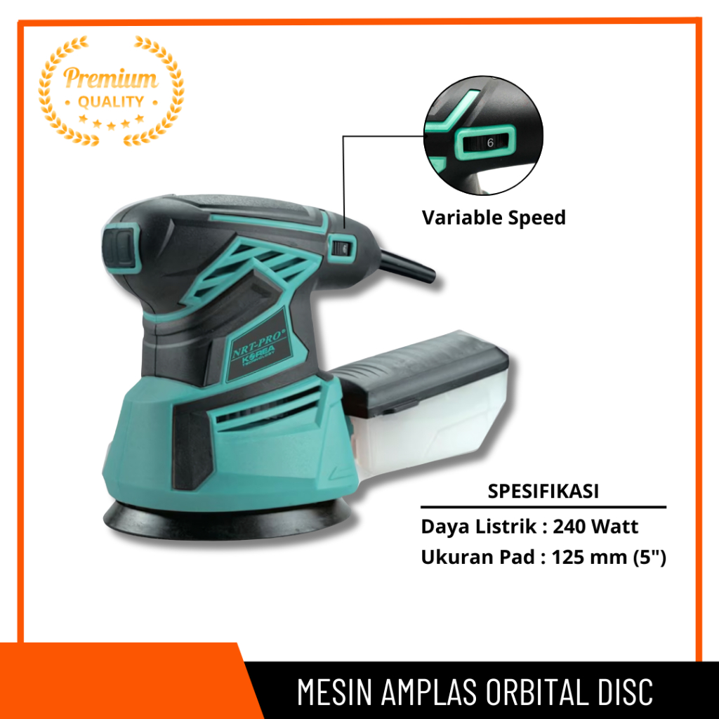 Jual Mesin Amplas Bulat Orbital Disc Sander NRT PRO 925 HD 5 Inch ...