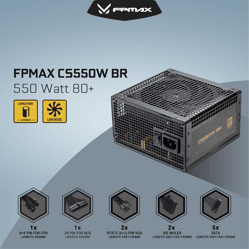 Jual FPMAX PSU 550 WATT ( 80+ BRONZE, JAPAN CAPACITORS ) | Shopee Indonesia