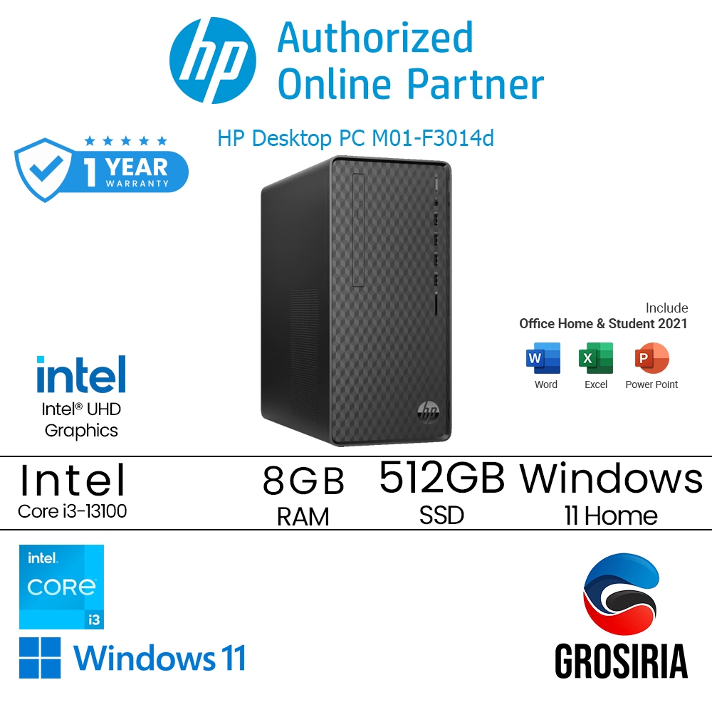 Jual HP PC Desktop M01 F3014d Intel Core I3 13100 8GB 512GB SSD W11 + LED HP 21.5" V22VE 9W3H1PA ...
