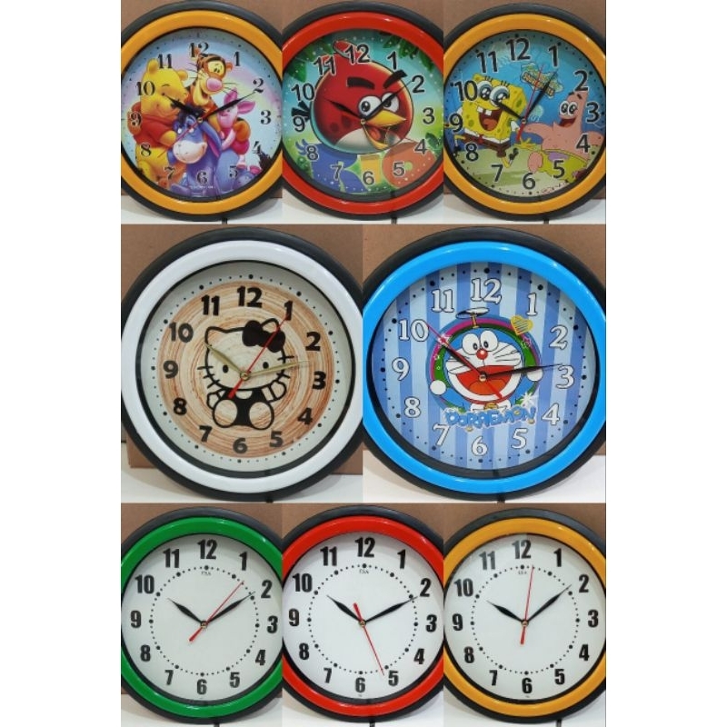 Jual jam dinding 722 , 761 dan 759 polos dan kartun diameter 25 cm ...