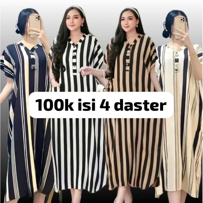 Jual Daster Baju Tidur Wanita Kekinian Motif Salur Dapat 4 Pcs | Shopee ...
