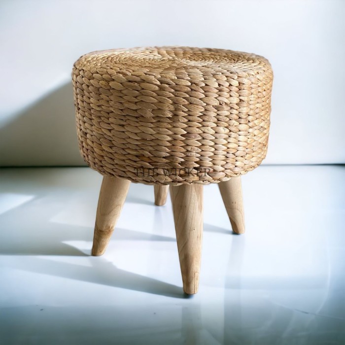 Jual Stool seagrass / Kursi anyaman stool jamur seagrass Kaki Lancip ...