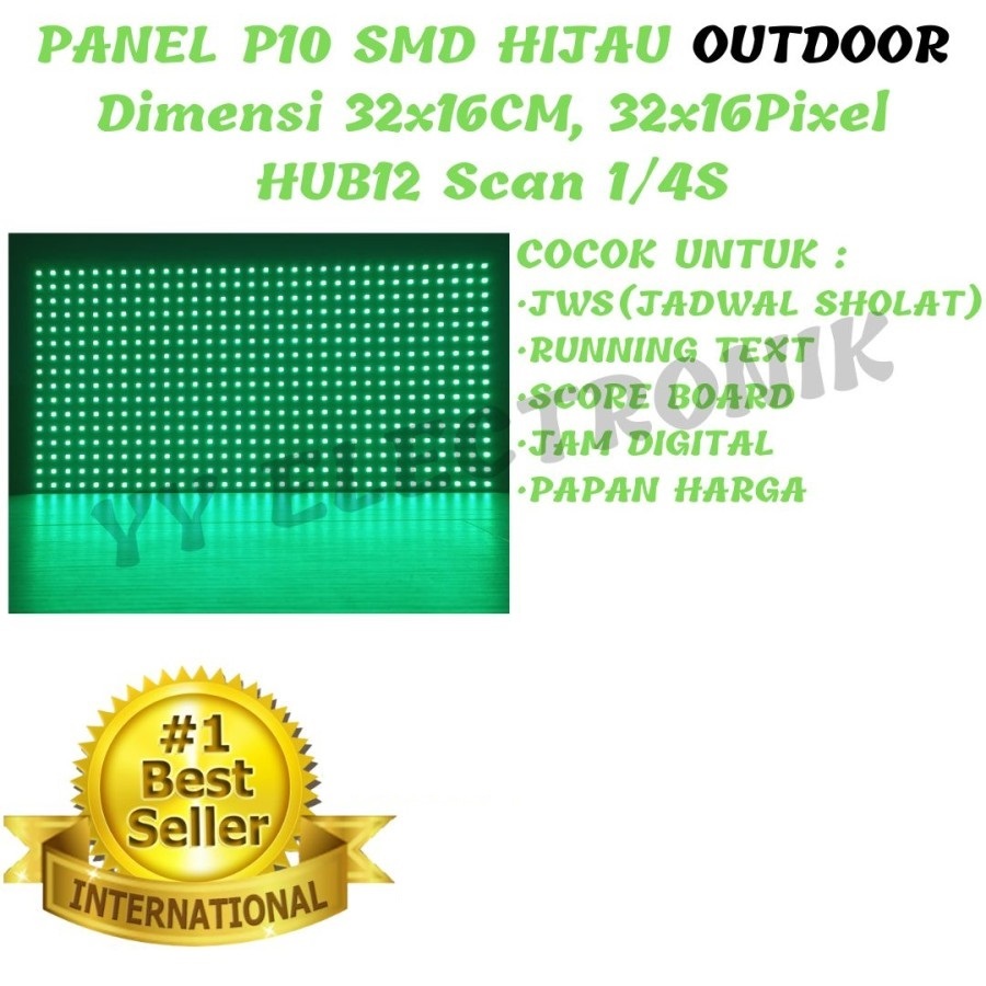 Jual Panel Module Modul LED P10 Running Text SMD Hijau Green Outdoor ...