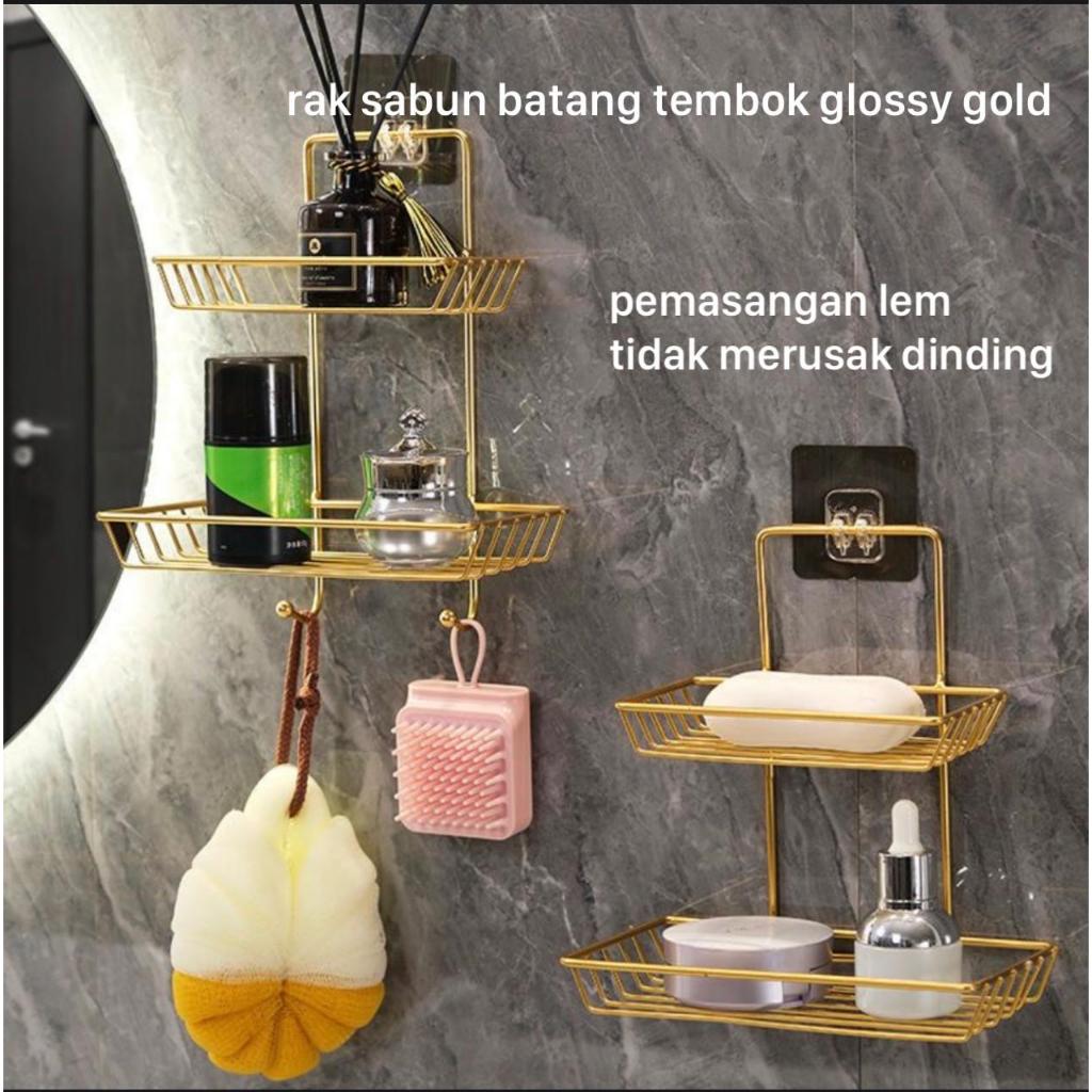 Jual Rak Jaring Petak Tembok Glossy Gold Rak Sabun Batang Jaring .Rak ...