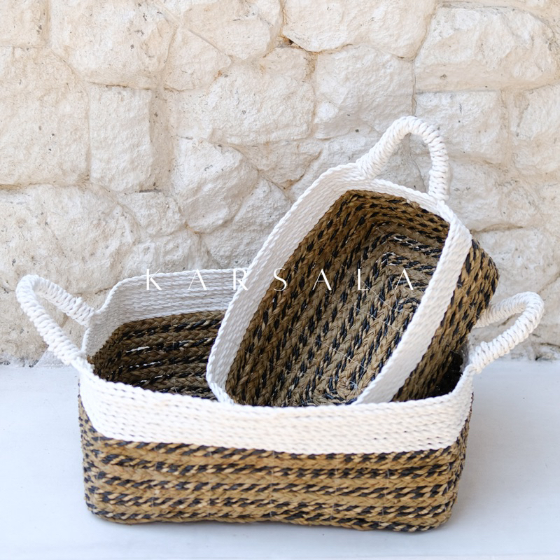 Jual KARSALA Eila Handle Tray | Keranjang Hampers Anyaman Seagrass ...