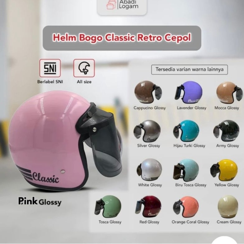 Jual KODE Q1X8 BIVI Helm Bogo Dewasa Classic Retro SNI Ori Cepol Wanita ...
