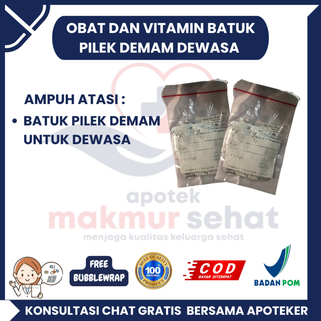 Jual OBAT SEKALIGUS VITAMIN BATUK PILEK DEMAM UNTUK DEWASA | Shopee ...