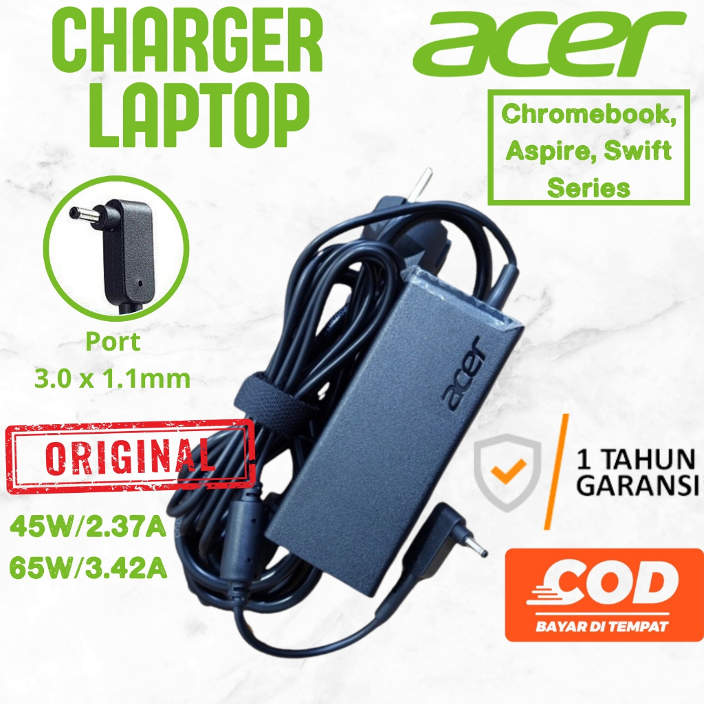 Jual [1 𝙏𝙖𝙝𝙪𝙣 𝙂𝙖𝙧𝙖𝙣𝙨𝙞] Charger Adapter Laptop ACER Original SMALL Plug ...