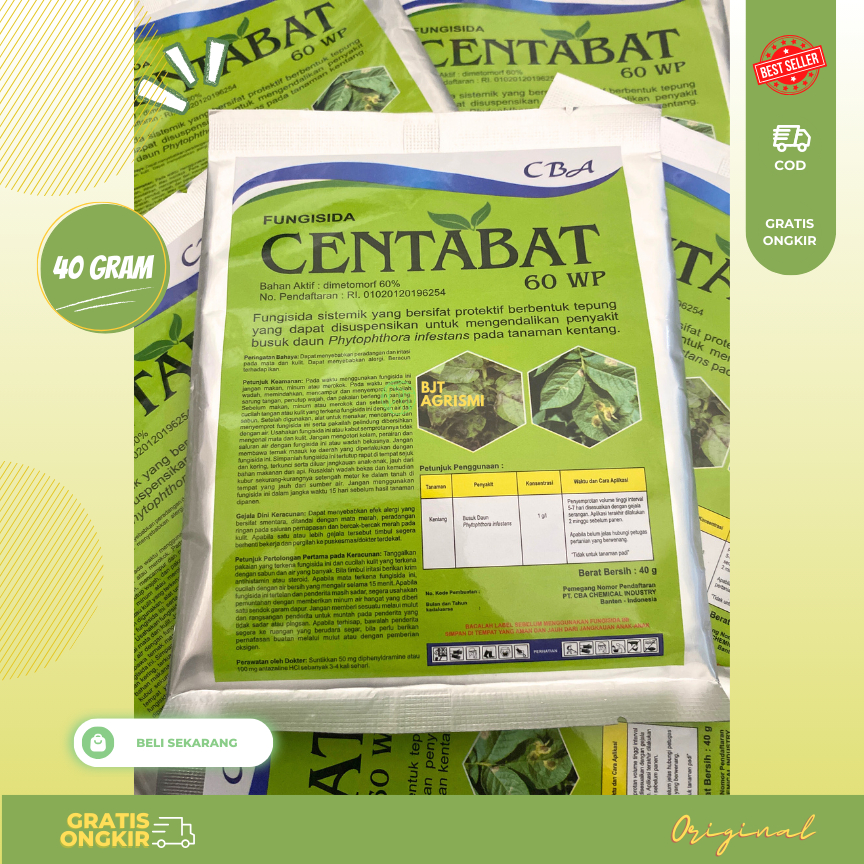 Jual CENTABAT 60 WP 40gr Fungisida Sistemik Dimetomorf 60% Cegah Busuk ...