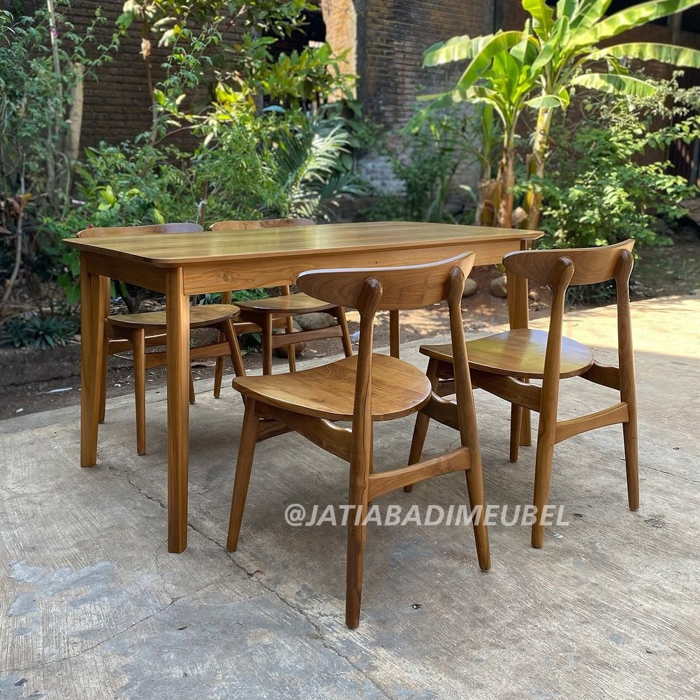 Jual Set Meja Makan Kayu Jati Retro Minimalis, Dining Set Kursi Makan Minimalis Kayu Jati ...