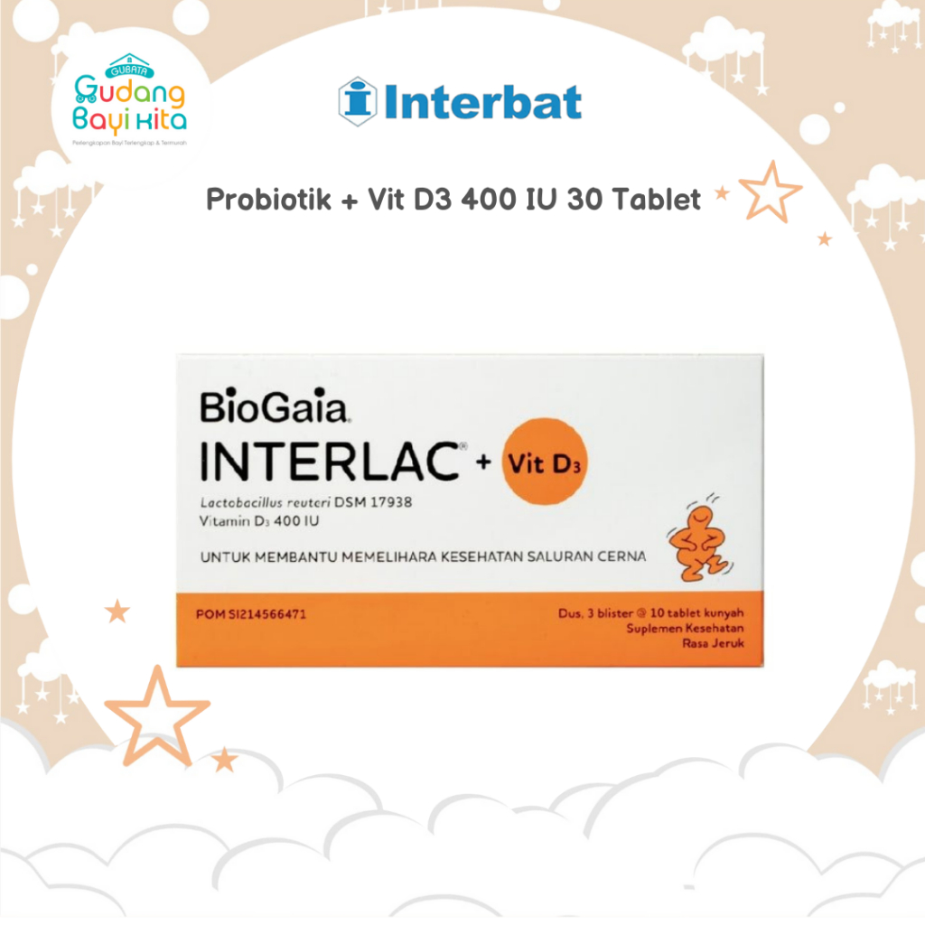 Jual Interlac Probiotik + Vit D3 400 IU 30 Tablet | Shopee Indonesia