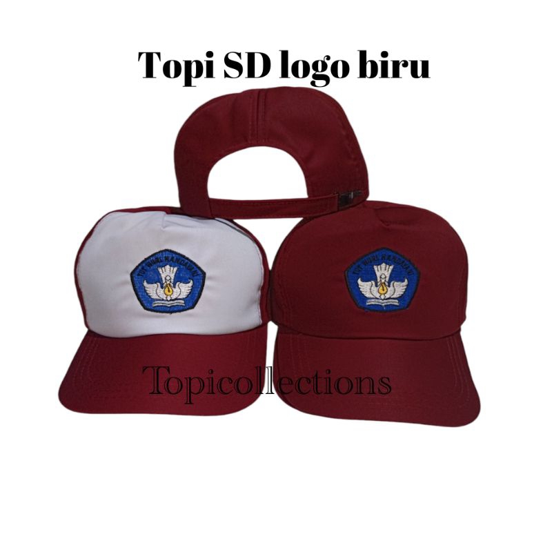 Jual Topi SD logo biru bahan pamatek pake nama seragam sekolah sd ...