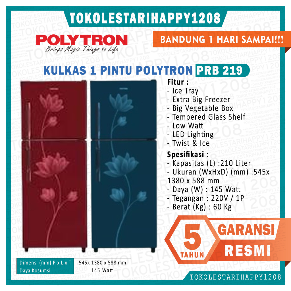 Jual KULKAS 2 PINTU POLYTRON PRB 219 B/R GARANSI | Shopee Indonesia