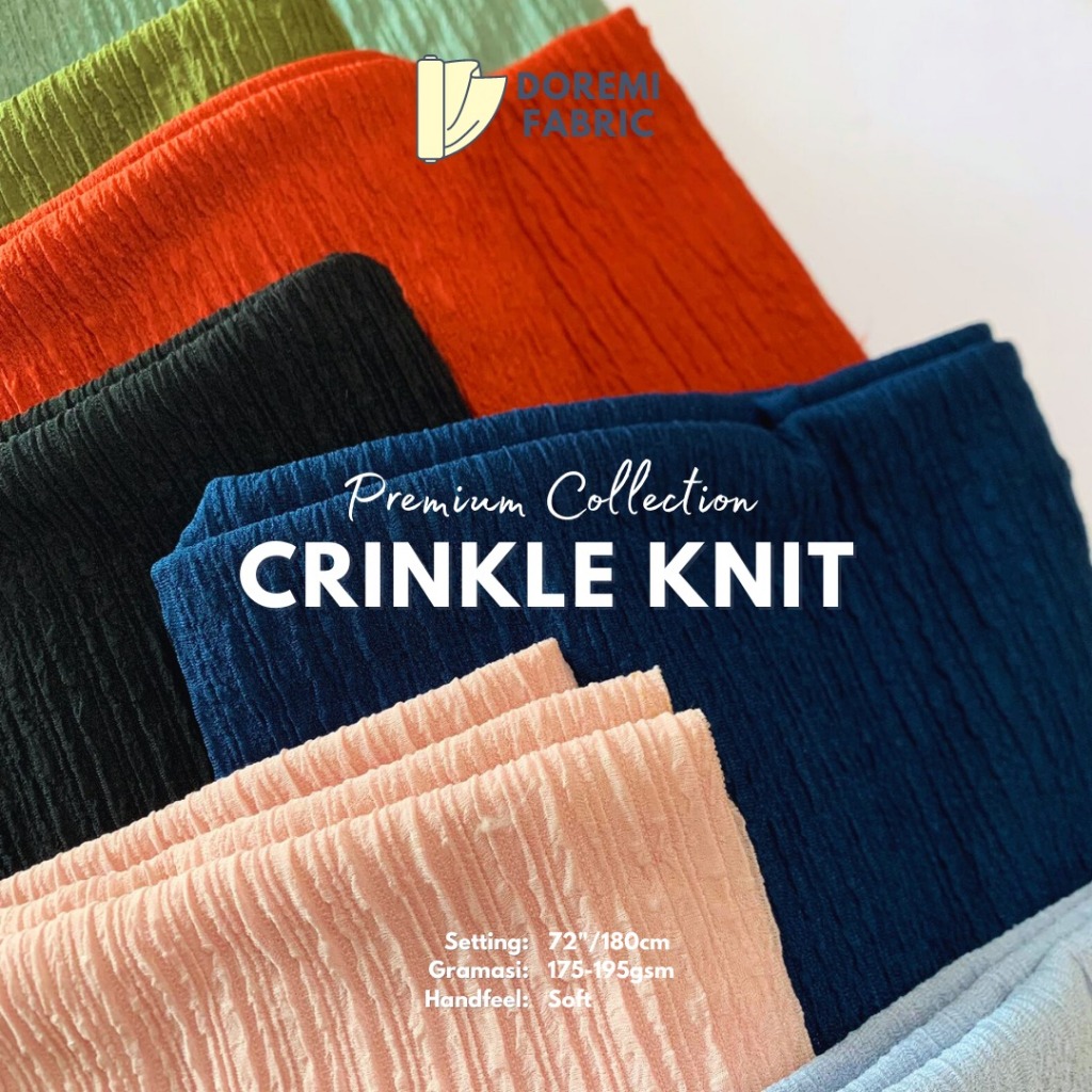 Jual (METERAN) Kain DOREMI CRINKLE KNIT PREMIUM 175-195 GSM | Shopee ...