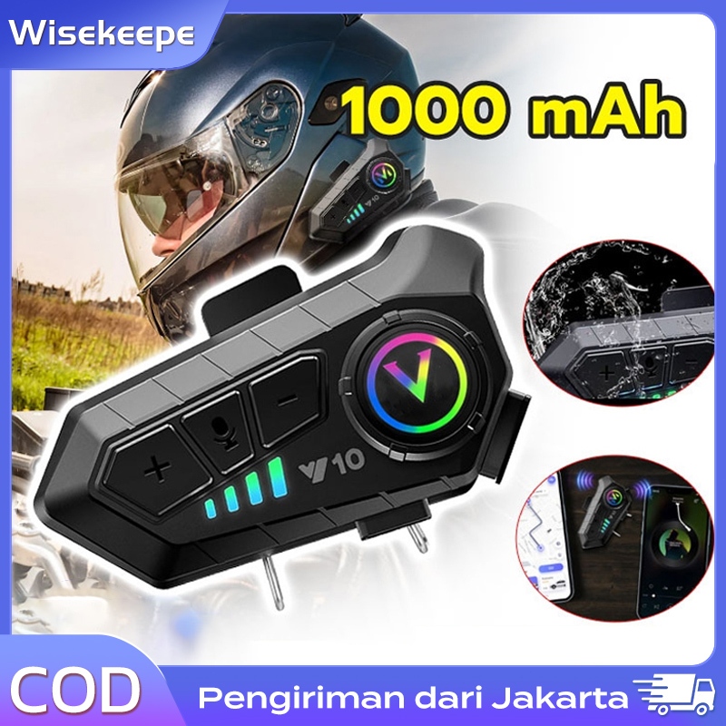 Jual Headset Helm Intercom V10 Bluetooth Chip Qualcomm 5.3 FM Radio ...