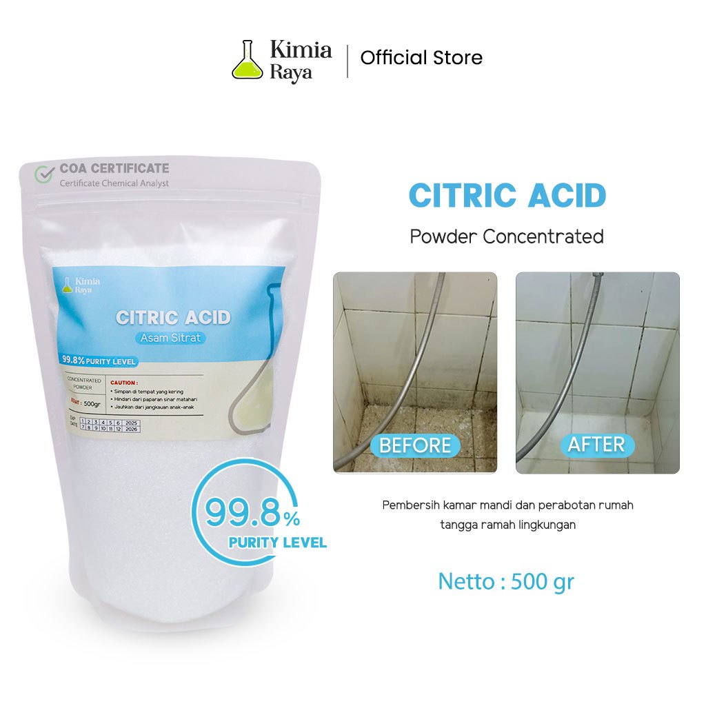 Jual KIMIARAYA CITRIC ACID - CITRUN 1Kg Food Grade Pembersih Kamar ...