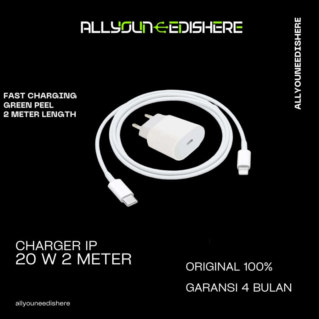 Jual Charger IP Fast Charging Kabel USB-C To Lightning 2 Meter 20w ...
