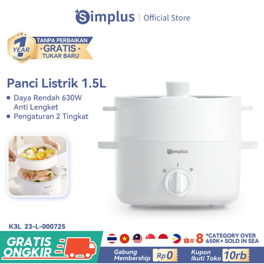 Jual Simplus Panci Listrik 1.5L Multifungsi Pengukus Anti Lengket Pengukus Panci Panas dengan ...