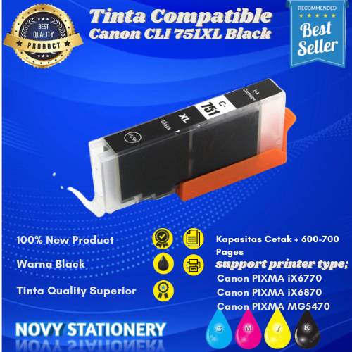 Jual Tinta Cartridge Compatible Canon PGI 751XL 751XL Black Printer ...