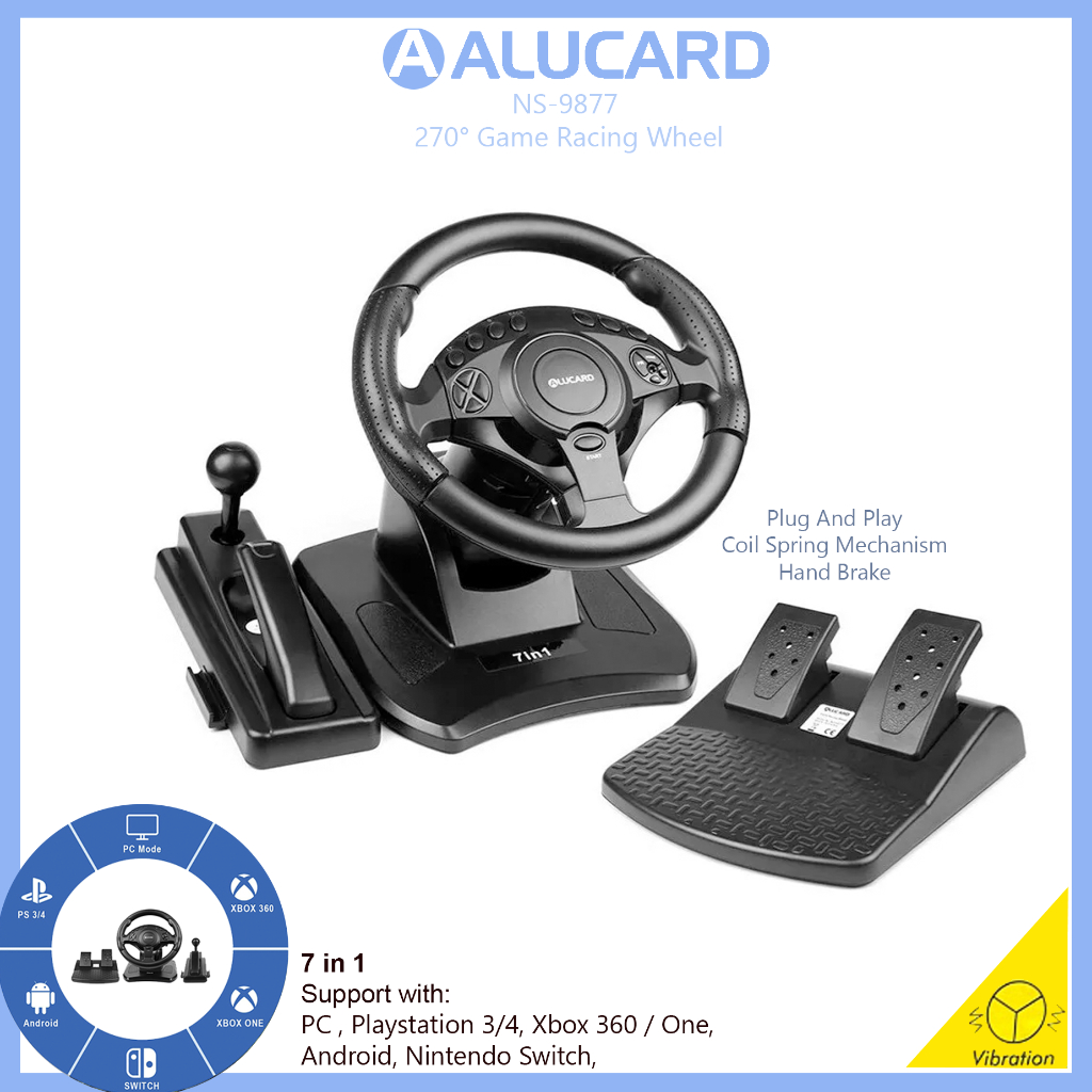 Jual Wired Racing Car Game Steering Wheel 7 in 1 - Alucard NS-9877 for ...