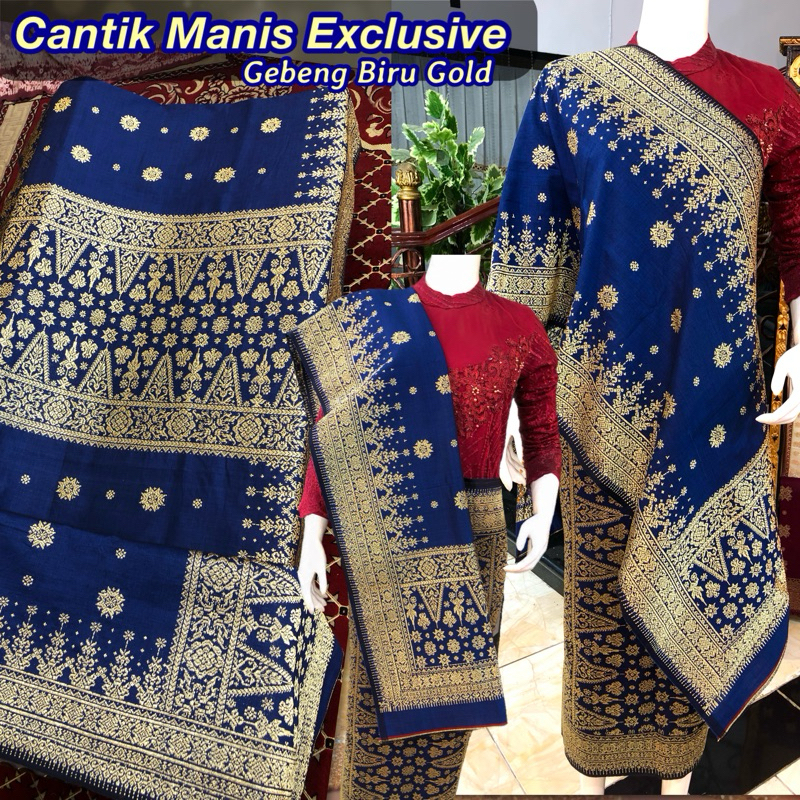 Jual Songket Cantik Manis Exclusive Gebeng Biru Gold /songket tenun asli palembang /ilham ...