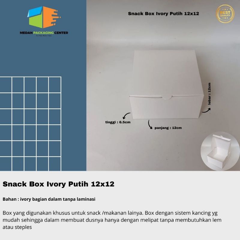 Jual Snack box kotak putih polos / kotak kue sekali pakai / kotak ivory ...