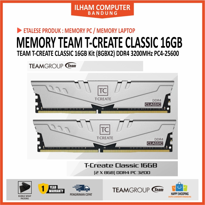 Jual TEAM T-CREATE CLASSIC 16GB Kit (8GBX2) DDR4 3200MHz PC4-25600 ...