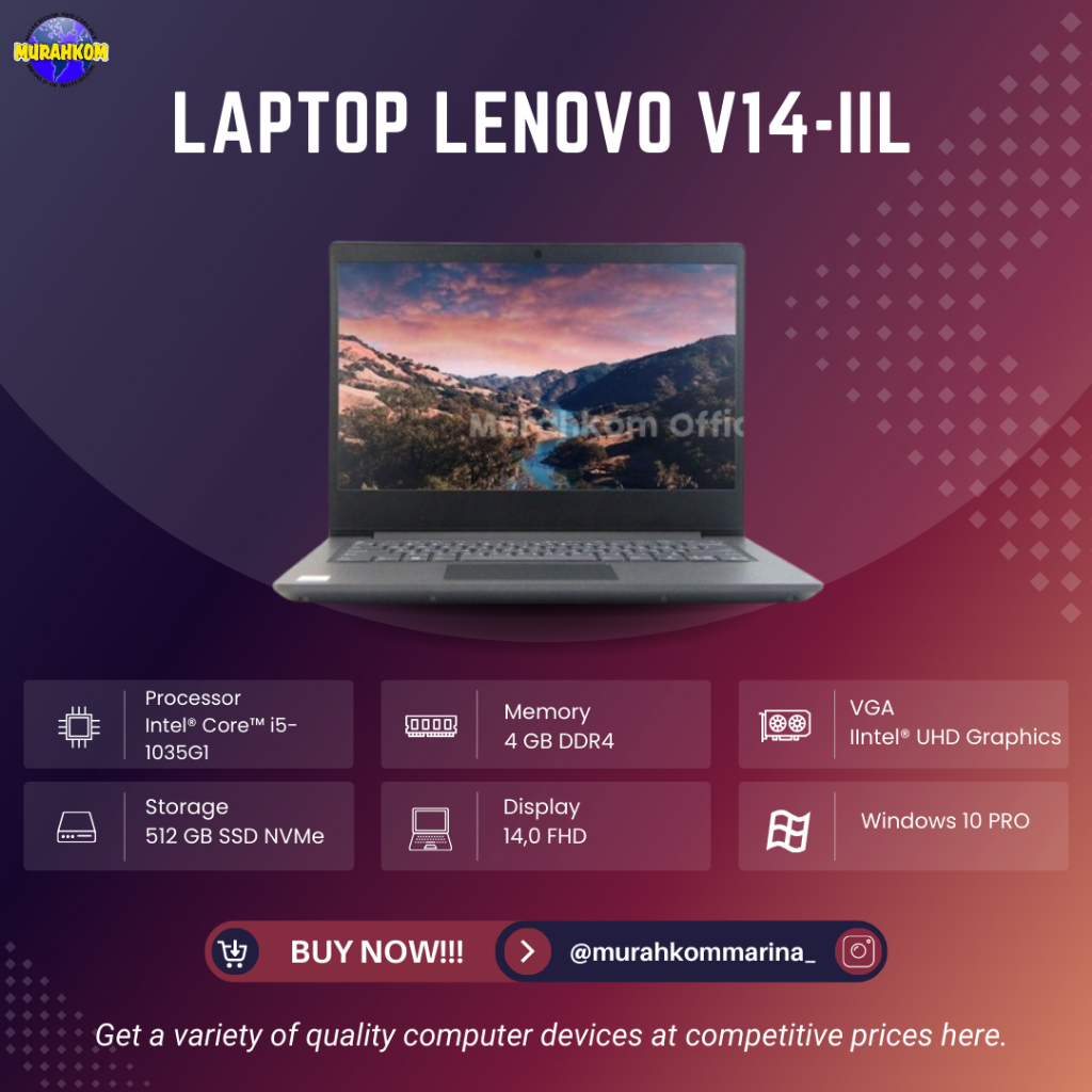 Jual LAPTOP LENOVO V14-IIL INTEL I5-1035G1 RAM 8GB 512GB SSD 14"FHD WIN 10 PRO | Shopee Indonesia