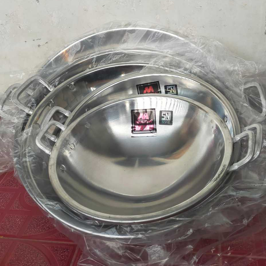 Jual Wajan Supreme Polos Aluminium 26cm 28cm 32cm 35cm 38cm Tebal Muliya / Kuali Penggorengan ...