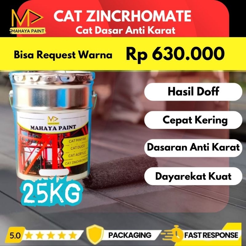 Jual Cat Zincromate Anti Karat 25kg Mahaya Paint Cat Dasar Besi ...