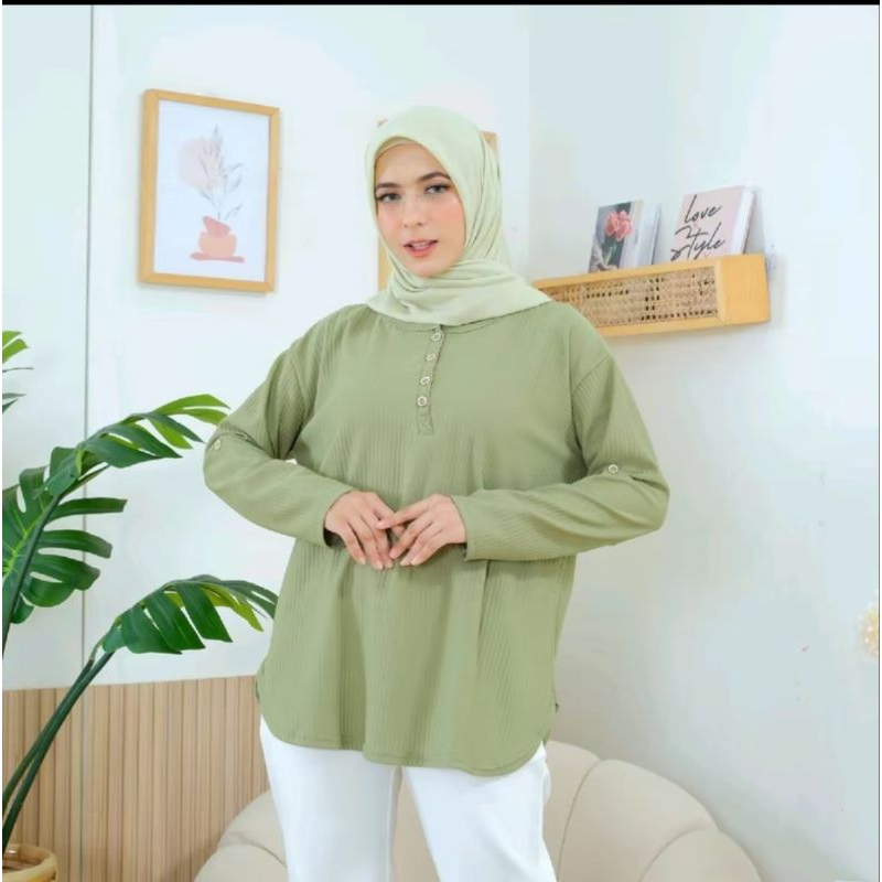 Jual Atasan Maxiline Wanita Busui Kancing Depan Aktif Lengan Panjang ...