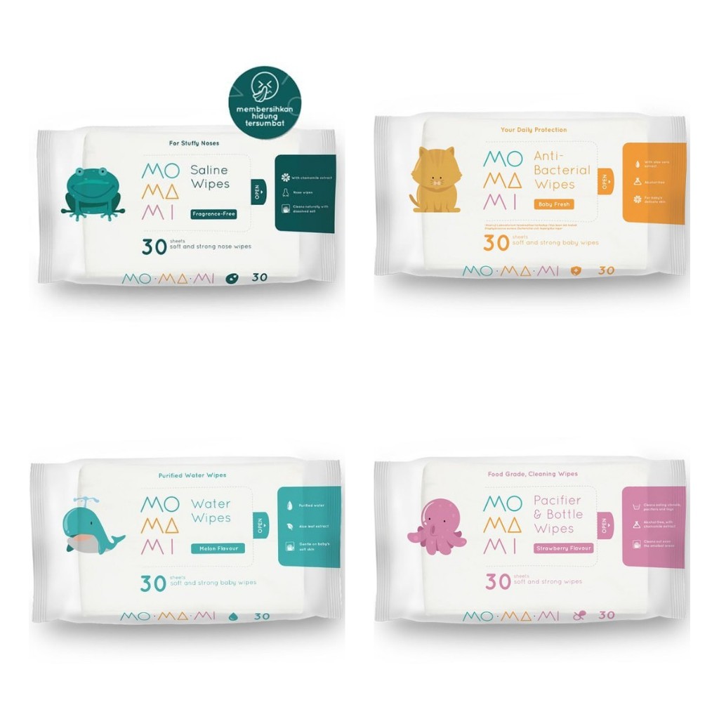 Jual MOMAMI WIPES ISI 30PCS | SALINE WIPES | WATER WIPES ...
