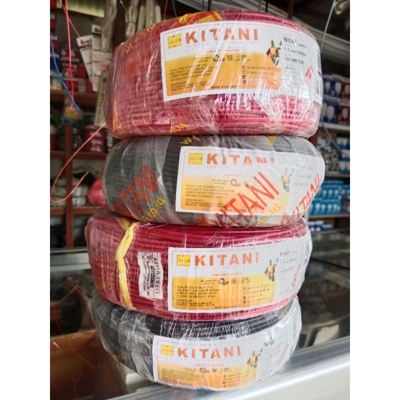 Jual kabel kitani nyaf 1x1,5mm tembaga serabut 100m / 50m 1roll | Shopee Indonesia