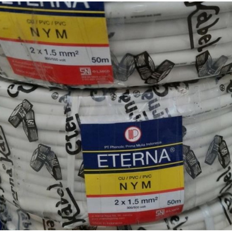 Jual kabel eterna NYM 2x1,5 - 2x2,5 - 3x1,5 dan 3x2,5 panjang 50M | Shopee Indonesia