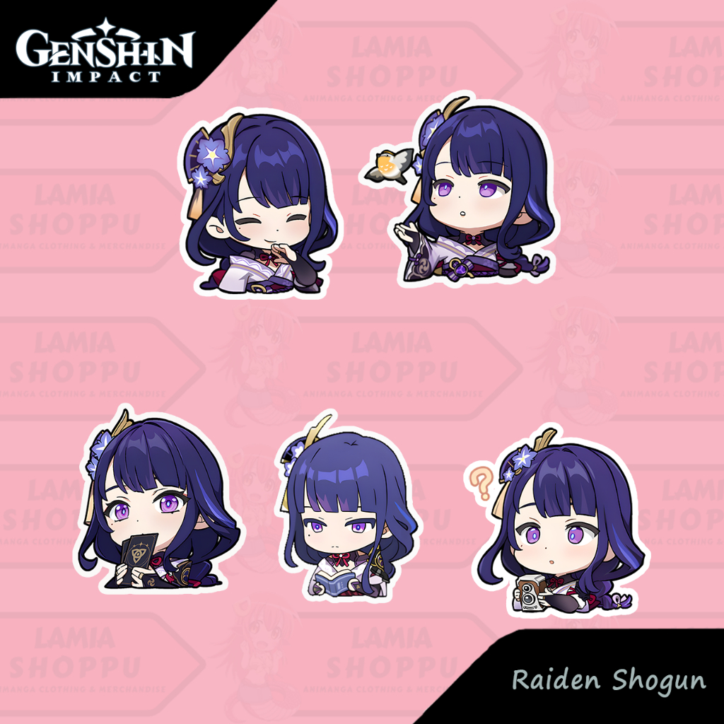 Jual Sticker Genshin Impact Raiden Shogun | Sticker Raiden Ei Chibi ...