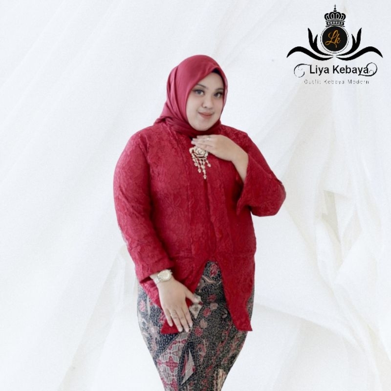 Jual Atasan Kebaya Floy Brukat Size Jumbo LD 120 - 130 Cm Kebaya Modern Wisuda Tunangan Baju ...