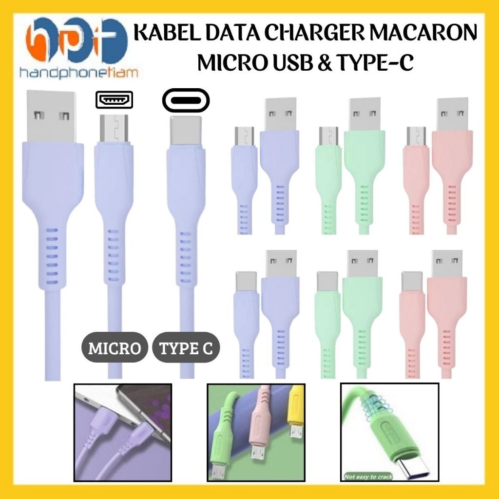 Jual Kabel Data Charger Macaron Micro Usb Type C Cable Casan Android ...