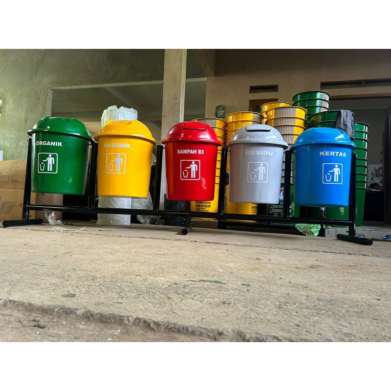 Jual tempat sampah fiberglass 50 L 5 pilah, tempat sampah outdoor ...