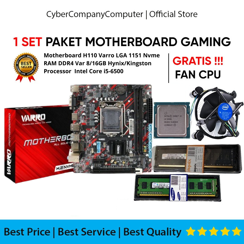 Jual Paket Motherboard H110 Varro Core i3 dan i5 Socket 1151 Support NVME Sata 3.0 DDR4 Gen 6 ...