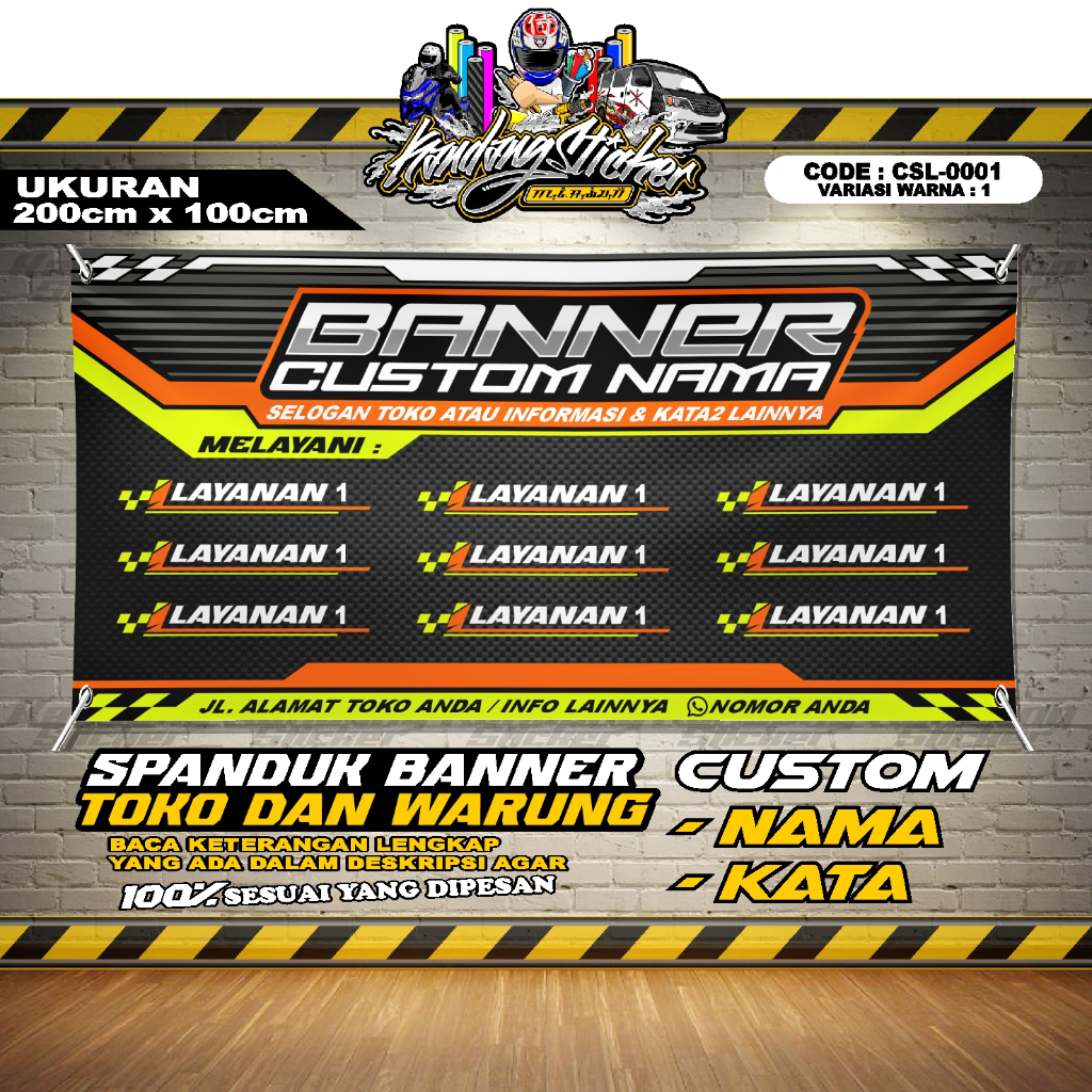 Jual SPANDUK BANNER CUSTOM NAMA WARUNG TOKO BENGKEL CSL-0001-VW1 ...