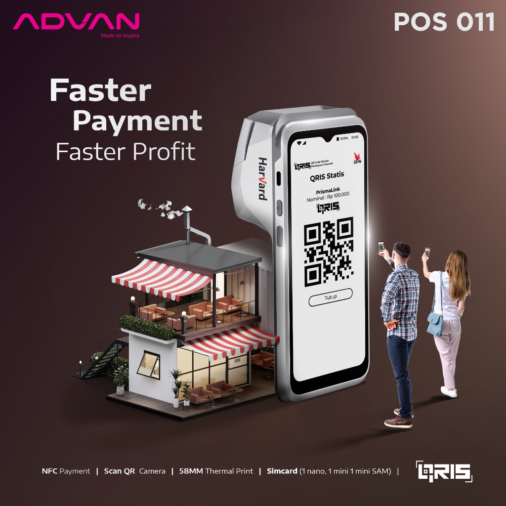 Jual ADVAN Harvard O11 Smart Mobile Pos Printer Cashier Android 4G LTE ...