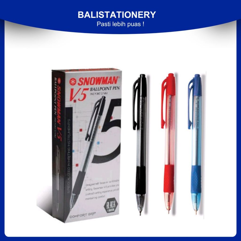 Jual Pulpen / Ballpoint / Pena Snowman V-5 V5 0.7 mm 12 pcs 1 Lusin | Shopee Indonesia
